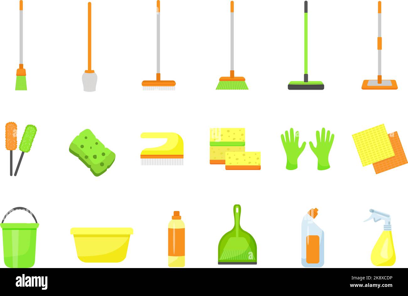 Cleaner equipment icons set cartoon vector. Clean chemicals Stock ...