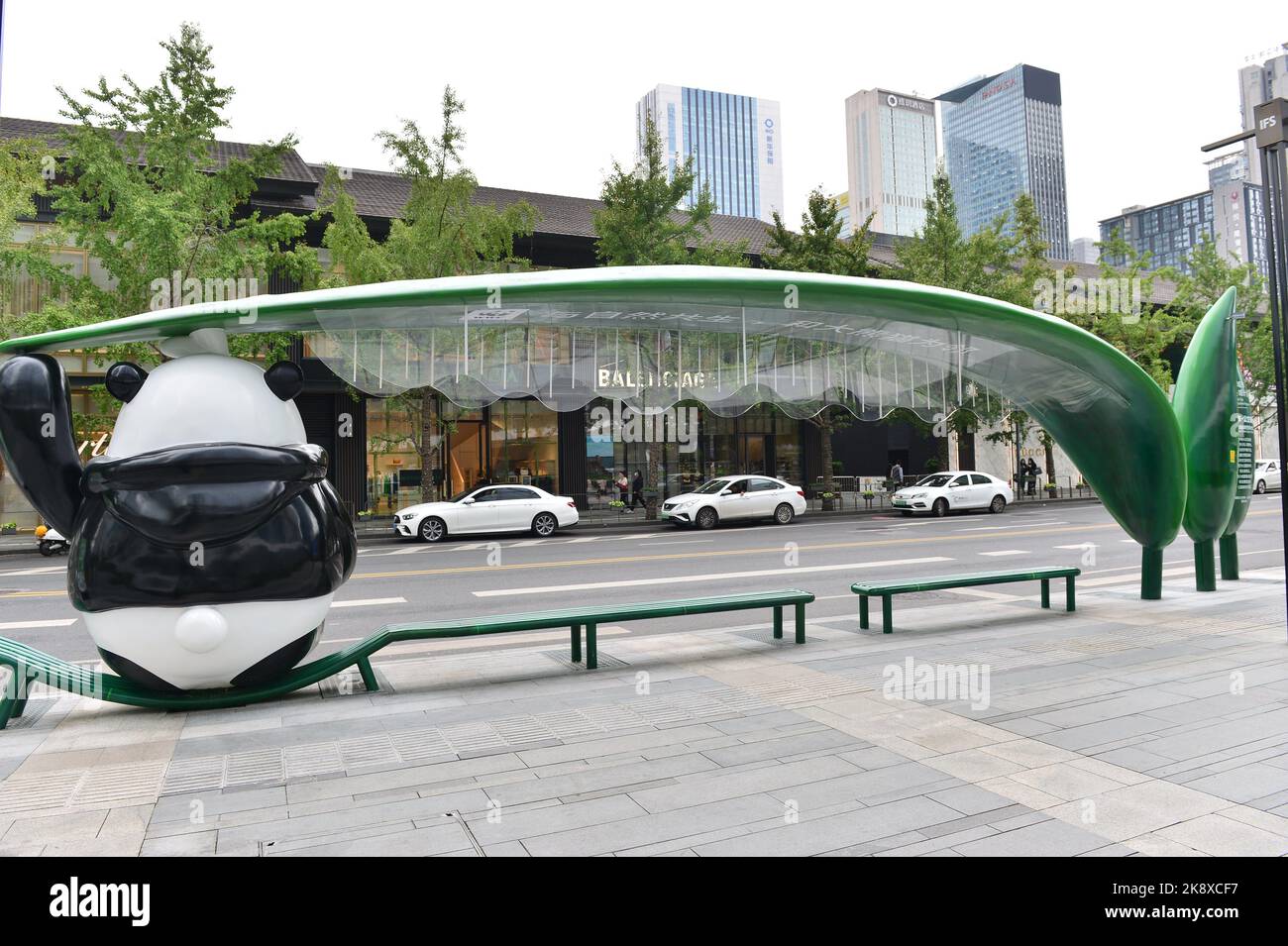 After China's first panda-themed bus stop was unveiled recently, due to ...