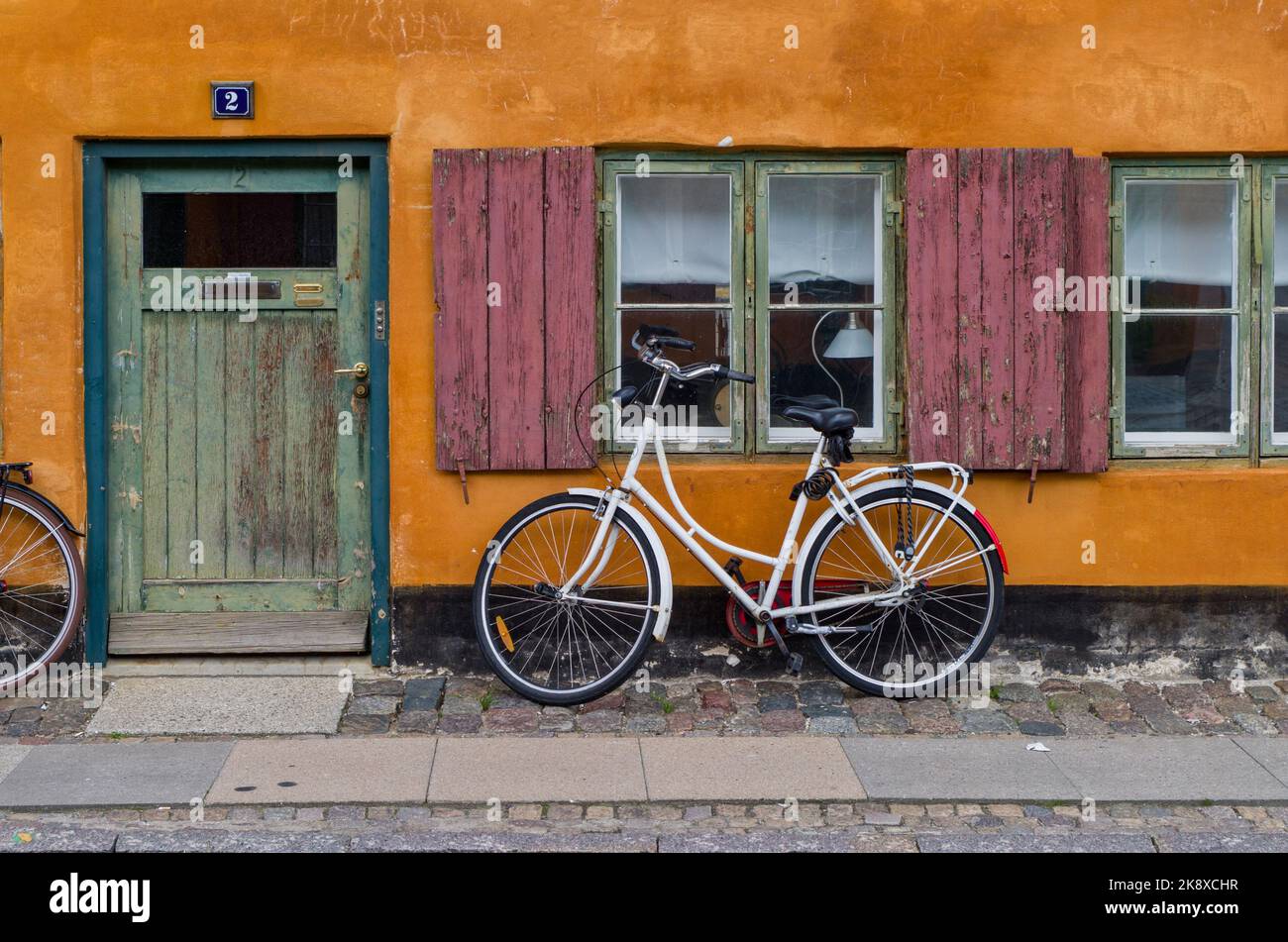 Distinctive yellow terraced houses in the Nyboder district of ...
