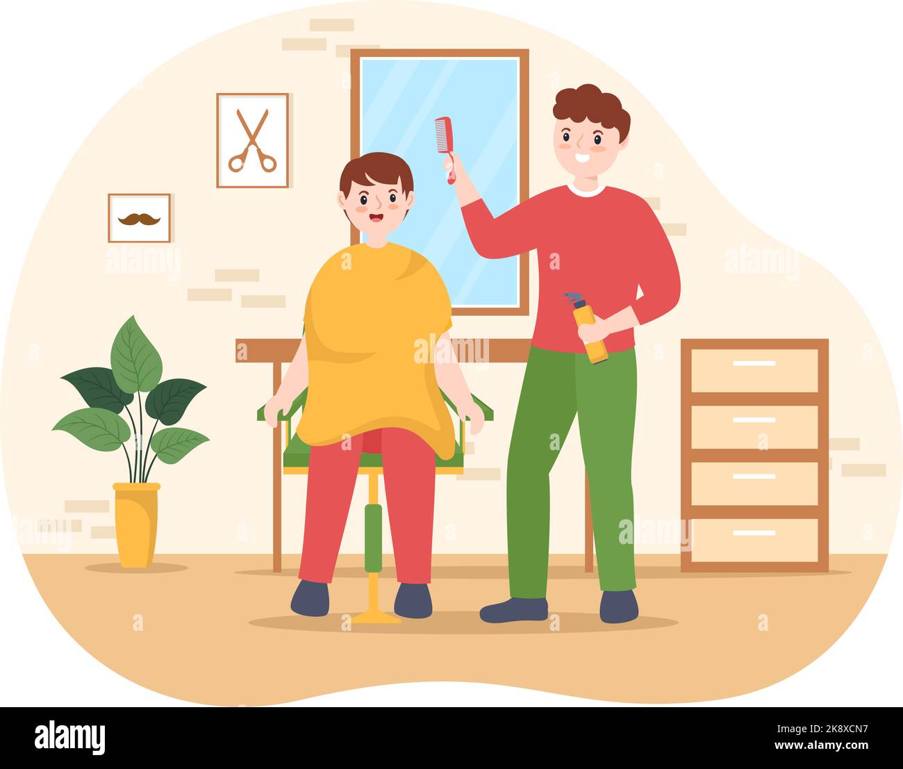 Barber Shop for Male or Female Clients Haircut with Mirrors, Desk and ...