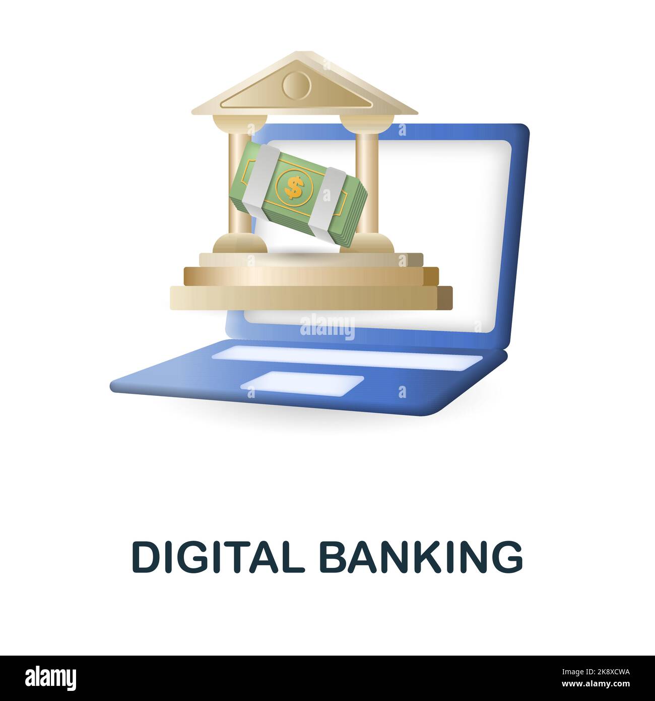 Digital Banking icon. 3d illustration from fintech industry collection ...