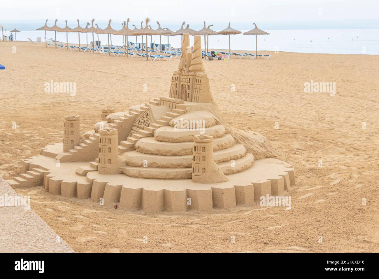 giant sand castle on beach at can pastilla mallorca spain Stock Photo ...