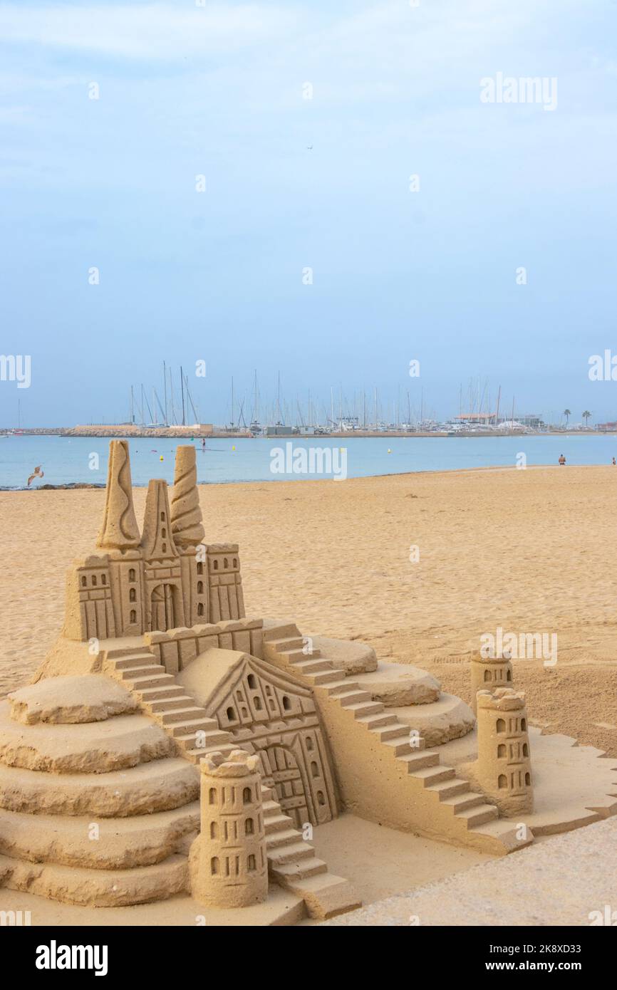 giant sand castle on beach at can pastilla mallorca spain Stock Photo ...