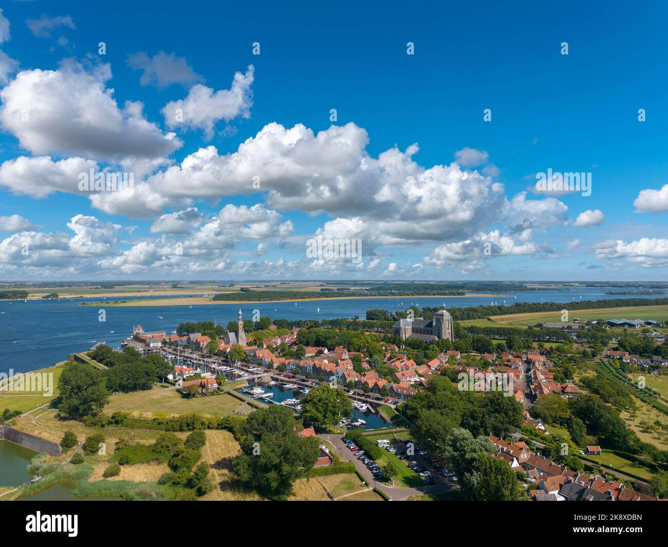 Aerial view, City view with the historic town hall and the Great Church ...