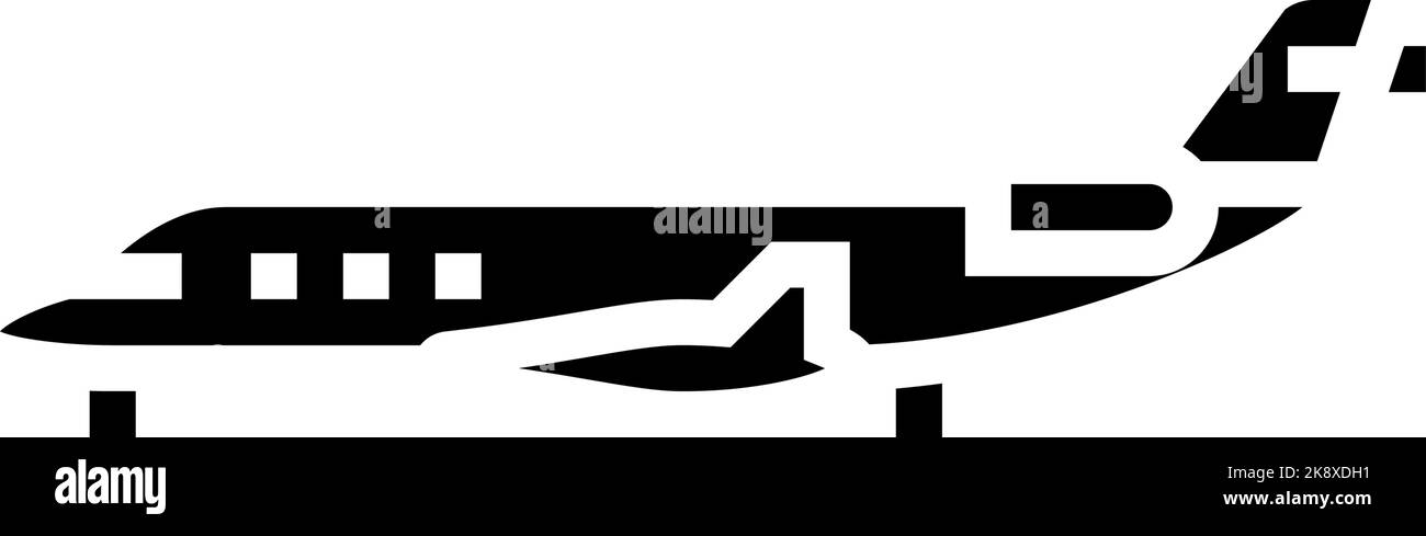 private jet airplane aircraft glyph icon vector illustration Stock ...