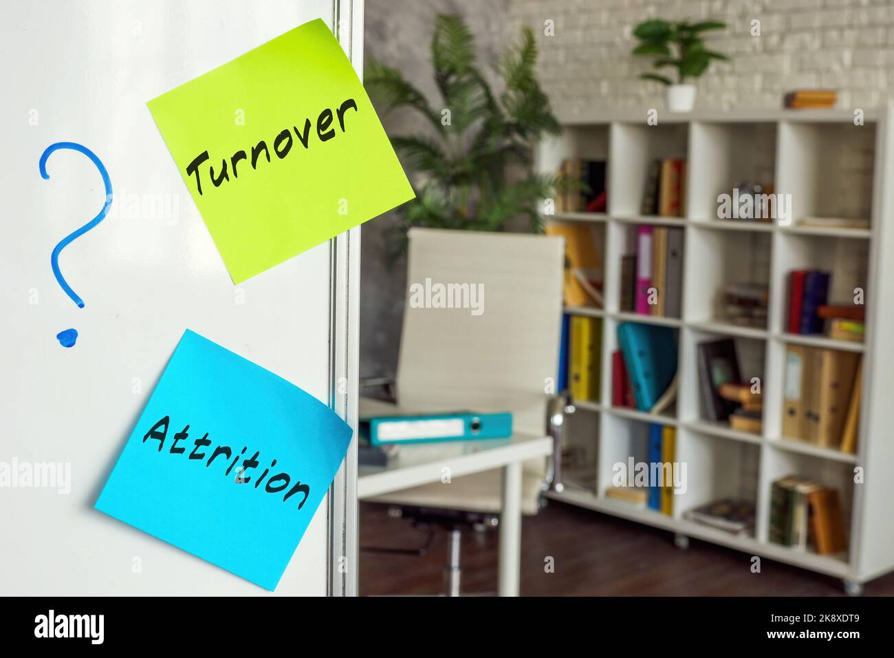 Stickers with words turnover and attrition on the whiteboard Stock ...
