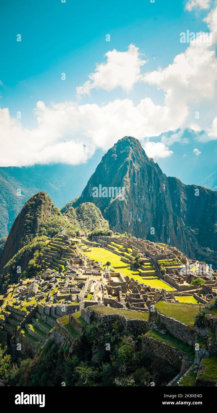 A landscape view of the Machu Picchu Historical place in Peru under ...