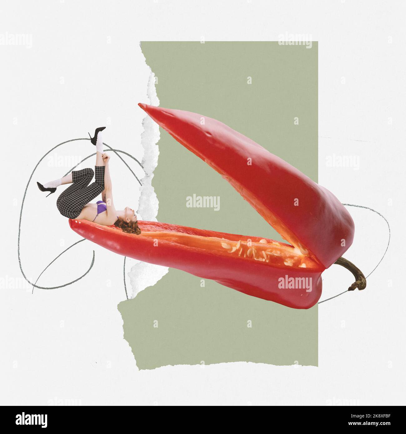 Contemporary art collage. Creative design with young stylish man lying ...