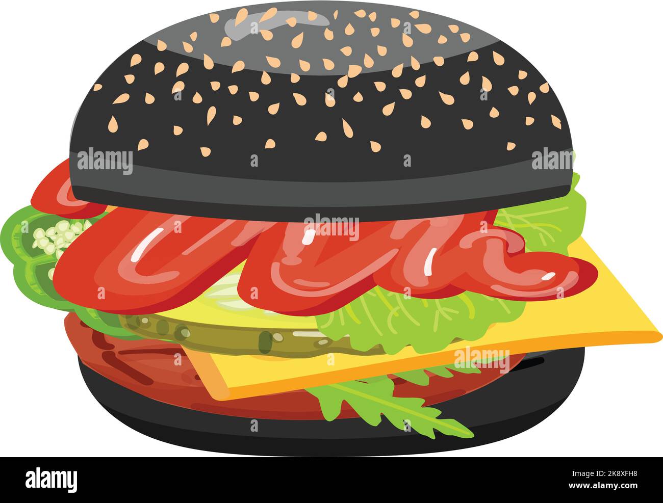 Black burger icon cartoon vector. Beef bun Stock Vector Image & Art - Alamy