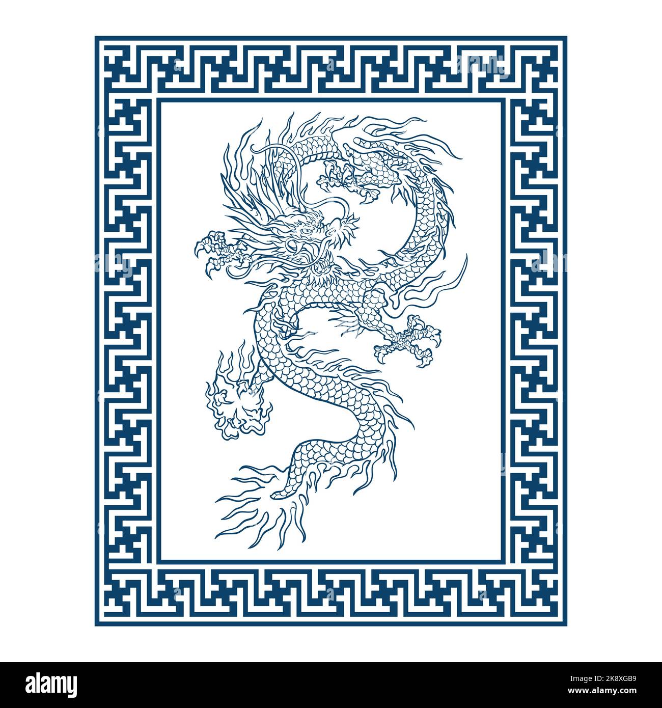 Traditional ancient dragon artwork design. Editable, resizable, EPS 10 ...