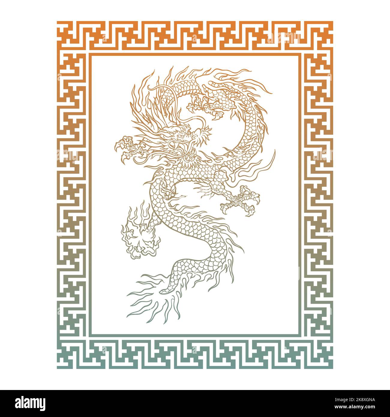 Traditional ancient dragon artwork design. Editable, resizable, EPS 10 ...