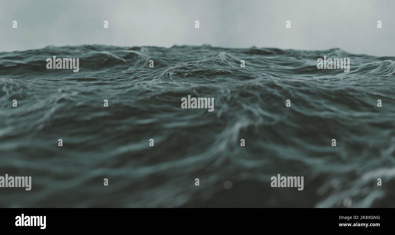 3d render of choppy rough sea with waves in storm water Stock Photo - Alamy