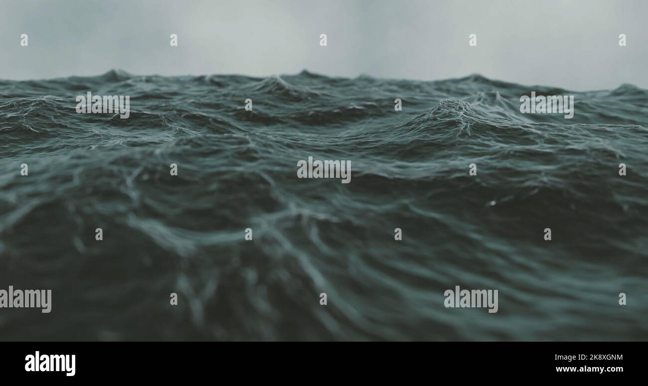 3d render of choppy rough sea with waves in storm water Stock Photo - Alamy