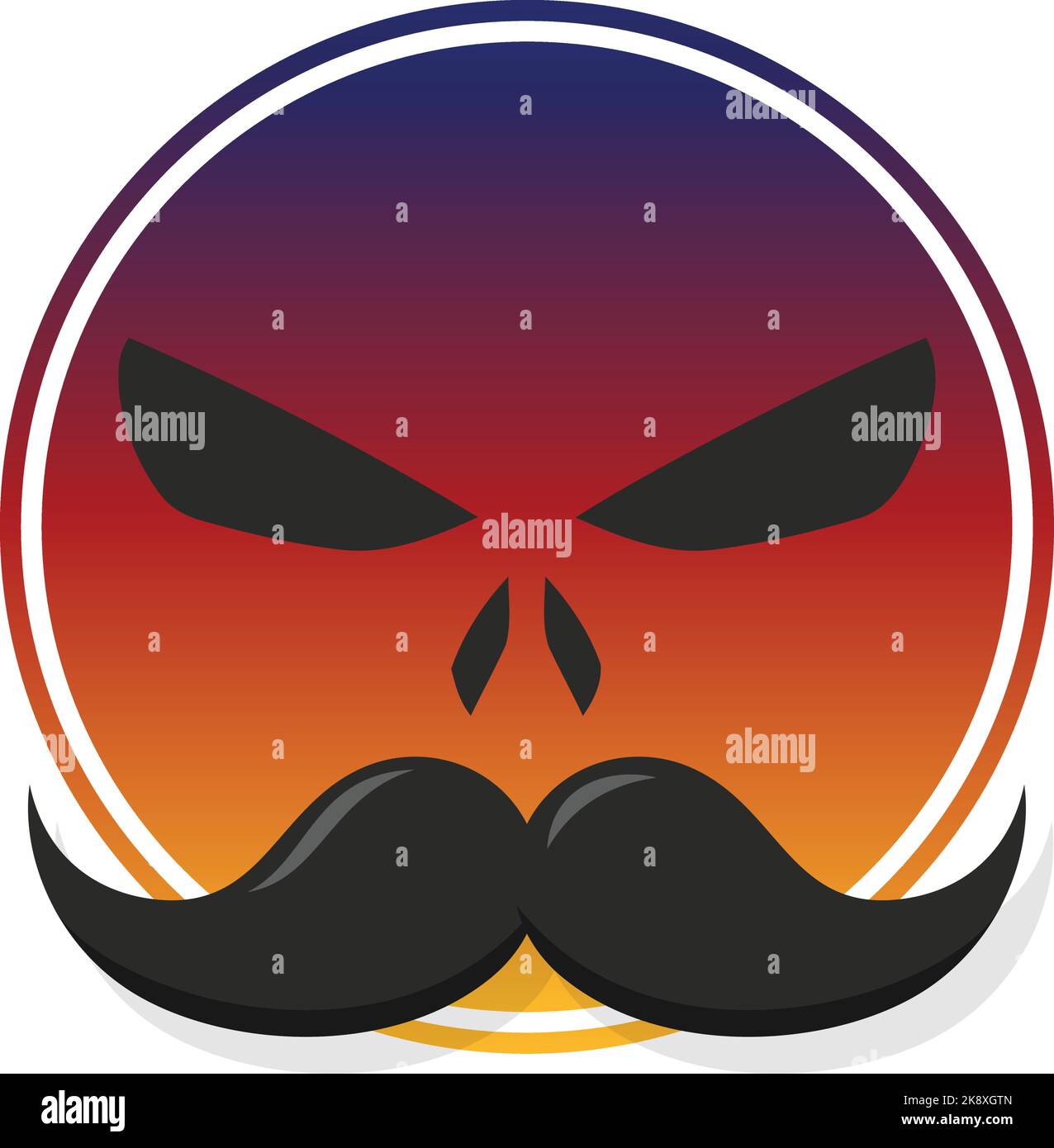 Emoji skull moustache design illustration. EPS 10, Editable, Vector ...