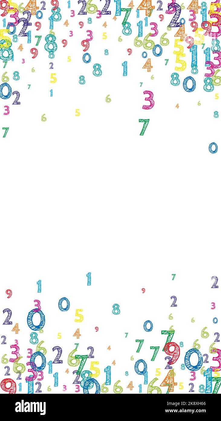 Falling colorful orderly numbers. Math study concept with flying digits ...