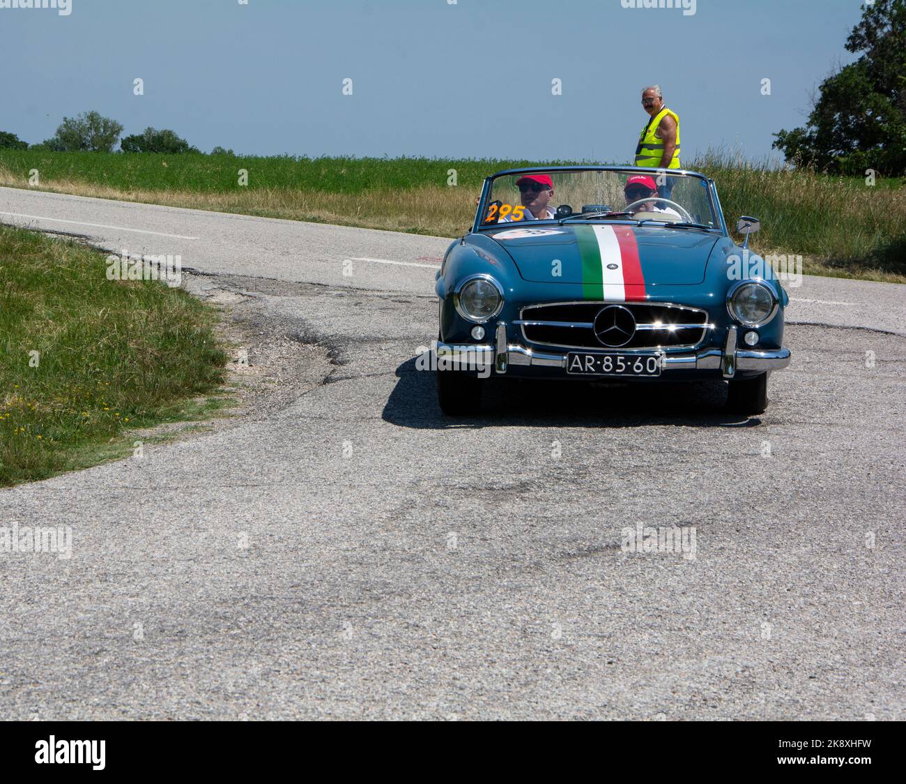 MERCEDES-BENZ 190 SL 1957 on an old racing car in rally Mille Miglia ...