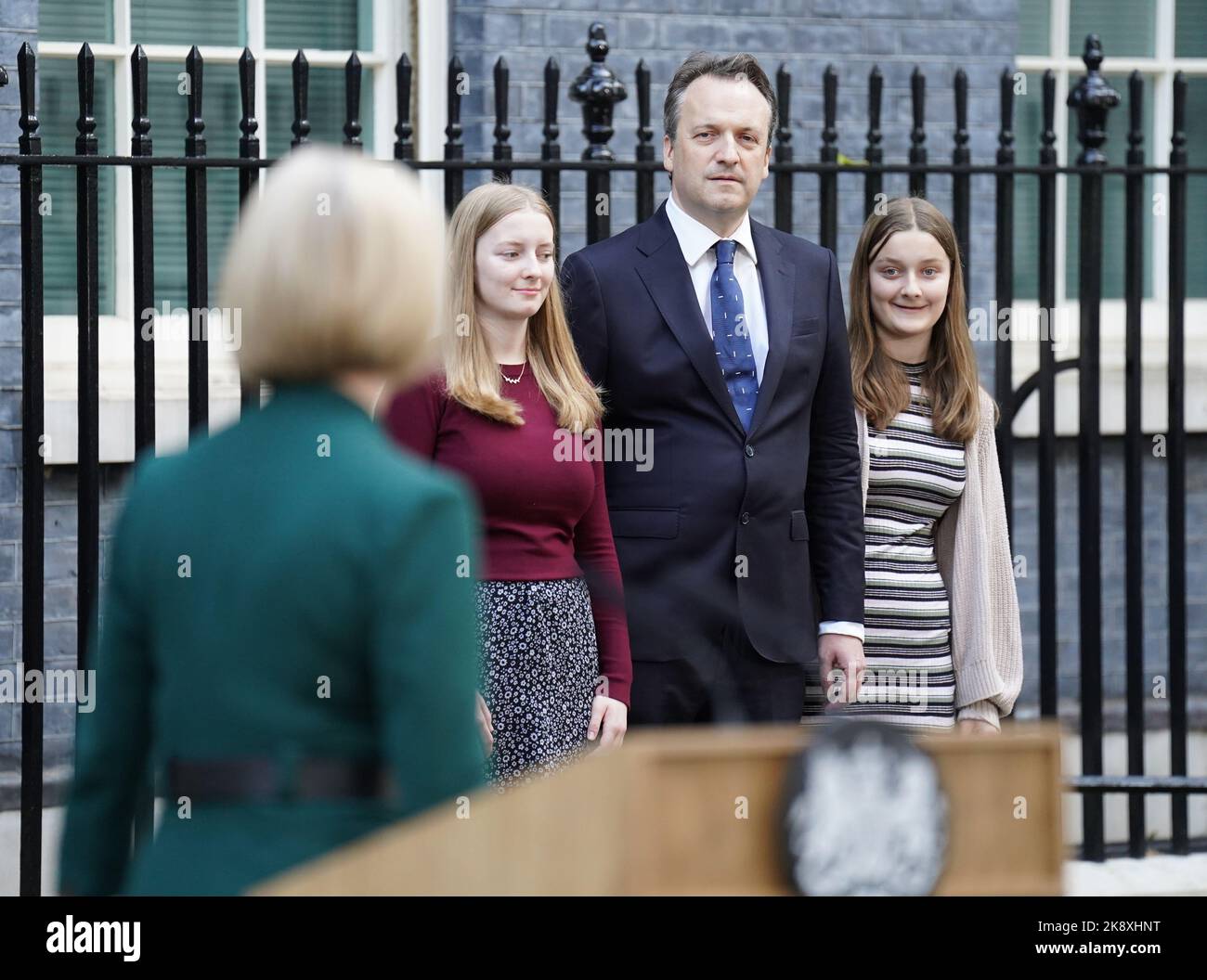 Outgoing Prime Minister Liz Truss making a speech outside 10 Downing ...