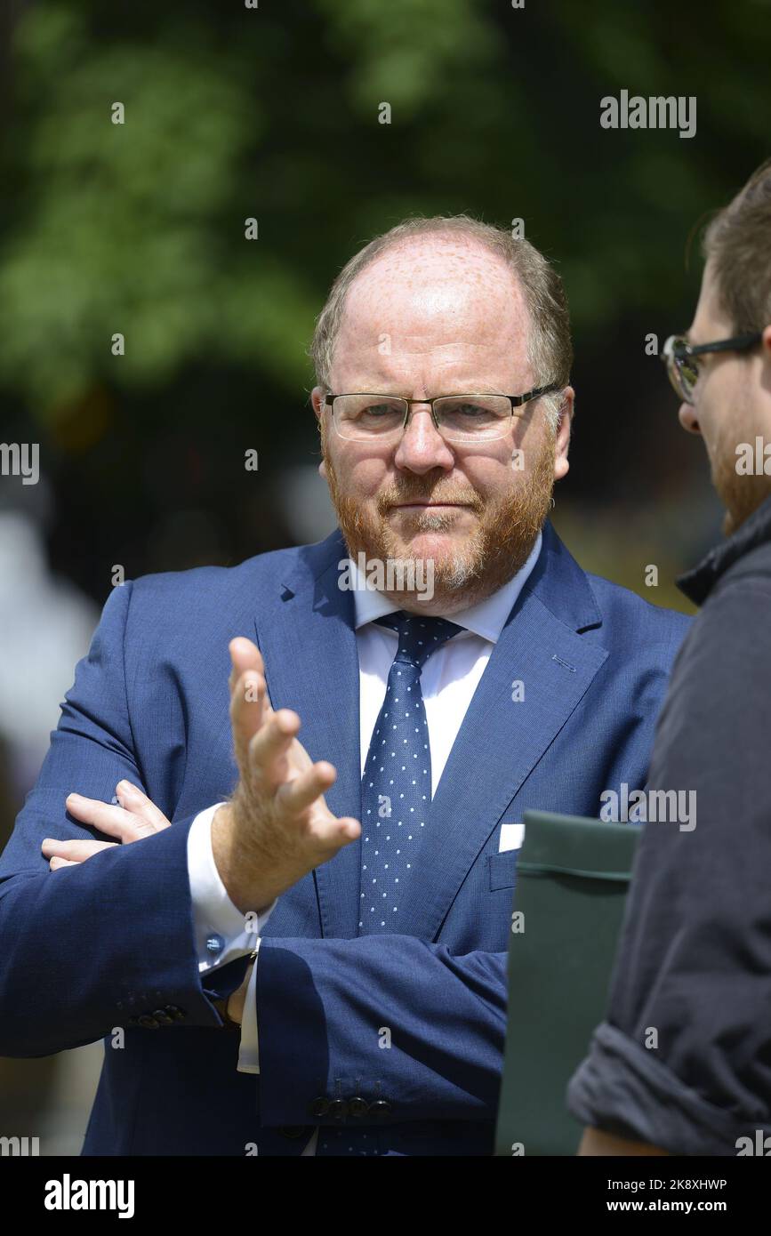George Freeman MP (Con: Mid Norfolk) on College Green, Westminster ...