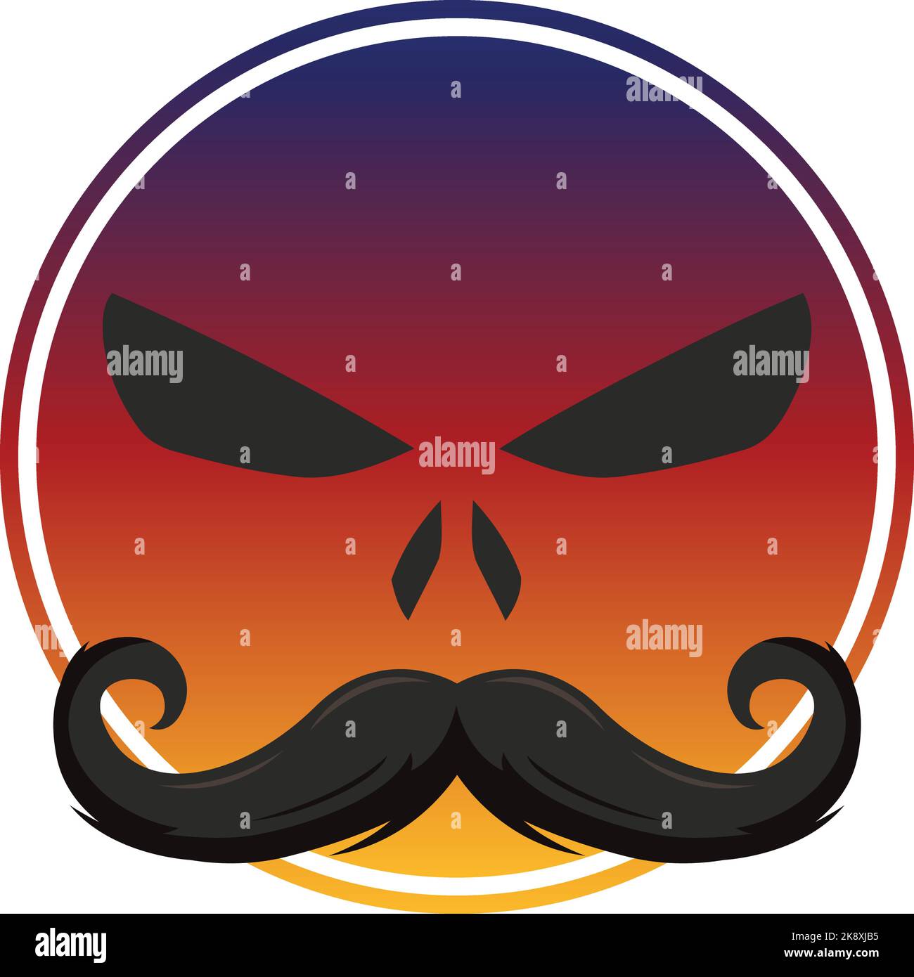 Emoji skull moustache design illustration. EPS 10, Editable, Vector ...