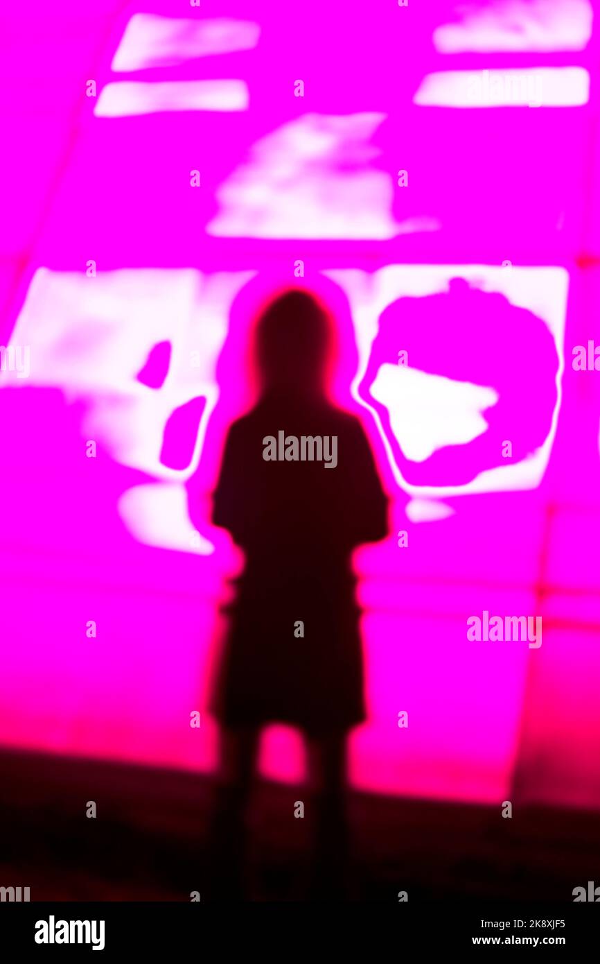 Creative paranormal image of blurry ghost in black silhouette standing ...