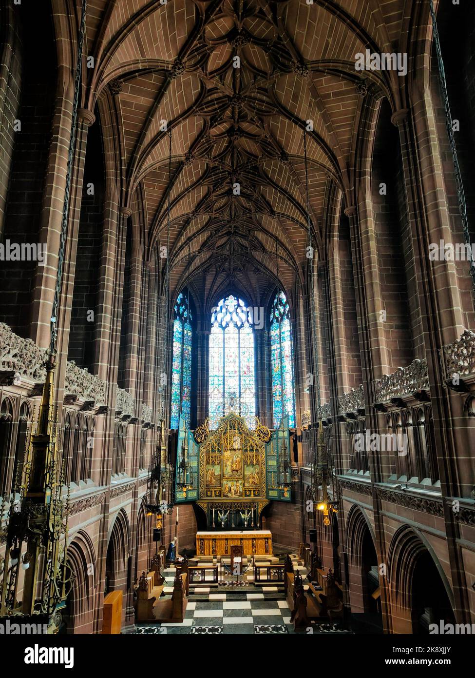 Interior of the majestic Liverpool Anglican Cathedral, UK Stock Photo ...