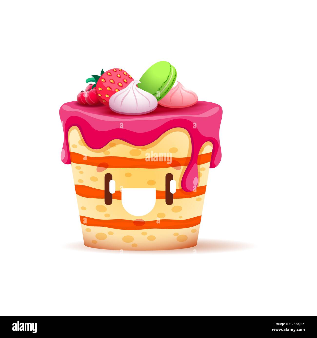 Cartoon pie character, cute fruit cake vector personage of sweet food ...