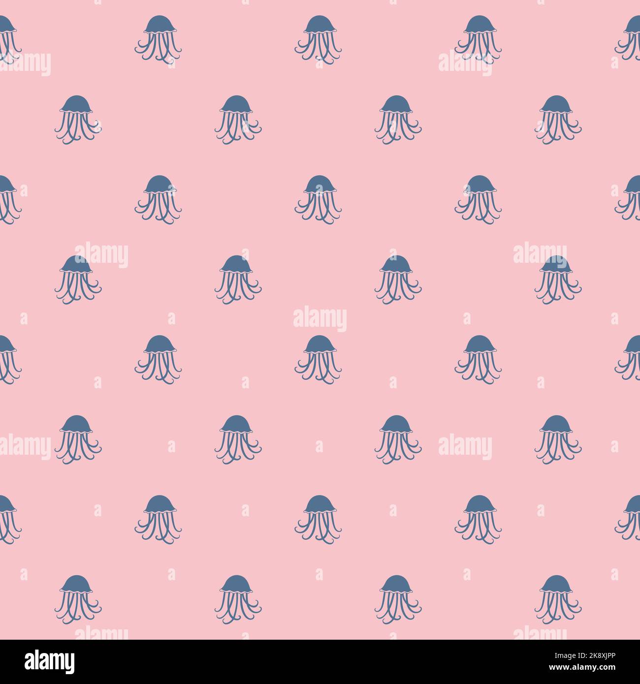 Pink jellyfish pattern. blue jellyfish. Vector seamless pattern Stock ...