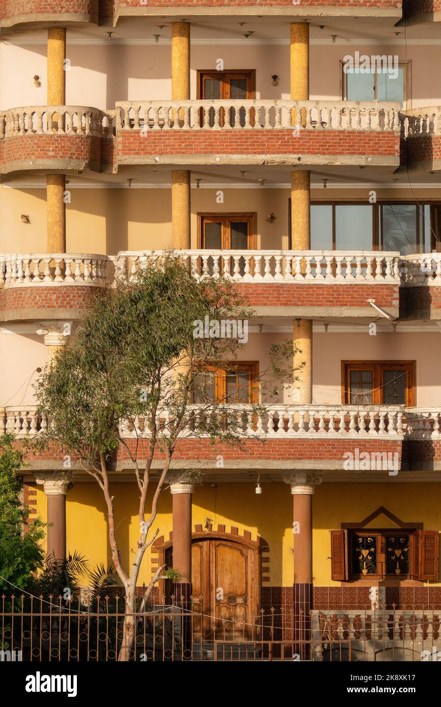 Apartment block building with bricks and reinforced concrete on the ...