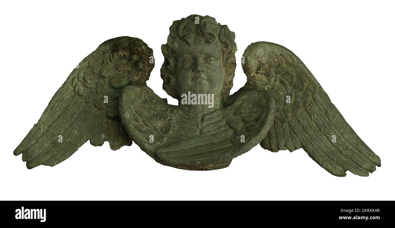 The stone made angel portrait isolated on the white background Stock ...