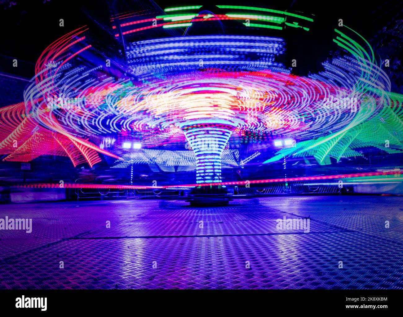 Light trails for the Twister fairground ride at Woodstock annual ...