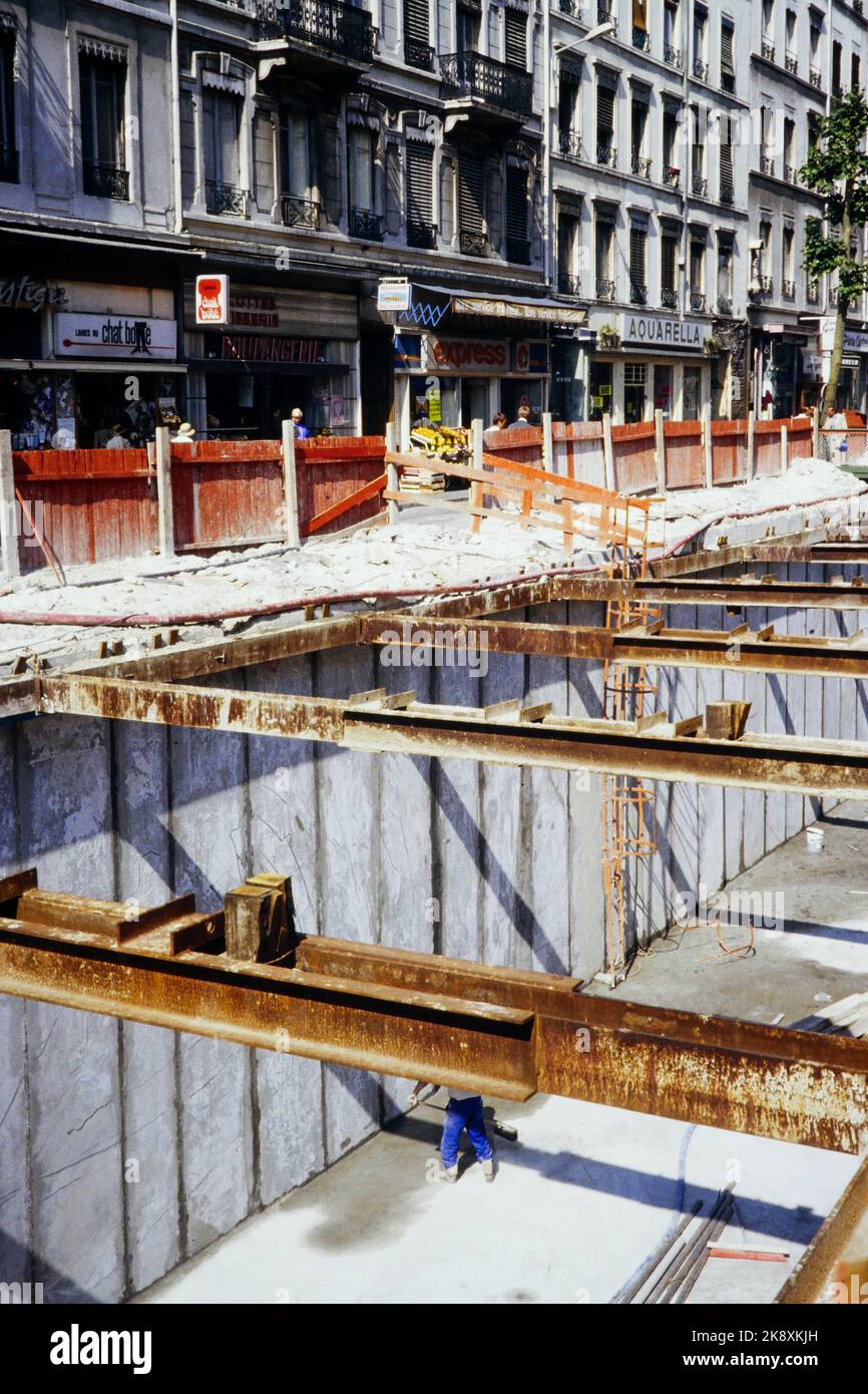 Construction of the D line of Lyon's underground, Lyon, France Stock ...
