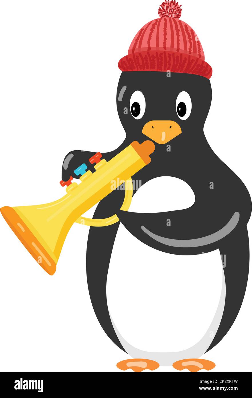 Penguin gold trumpet icon cartoon vector. Baby animal Stock Vector ...