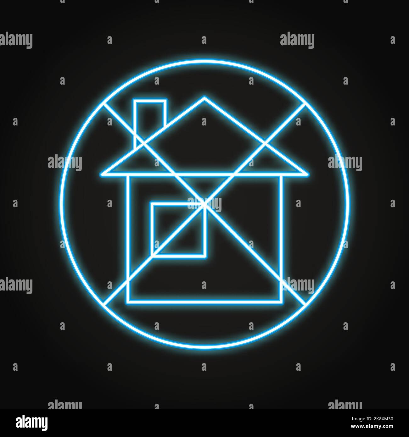 Homeless neon icon in line style. No home symbol. Vector illustration ...