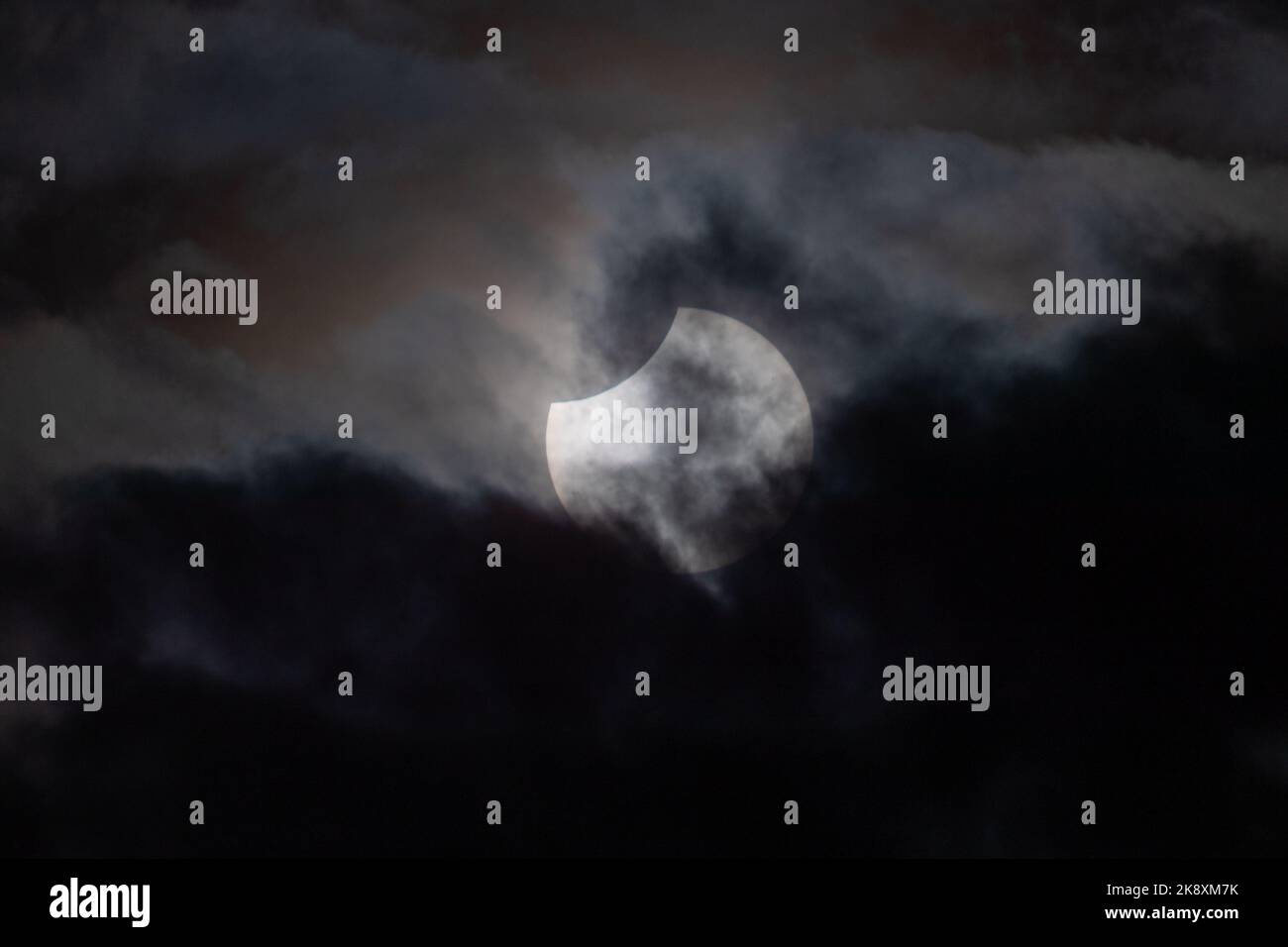 Belfast, UK. 25th Oct, 2022. UK Weather: Partial solar eclipse seen ...