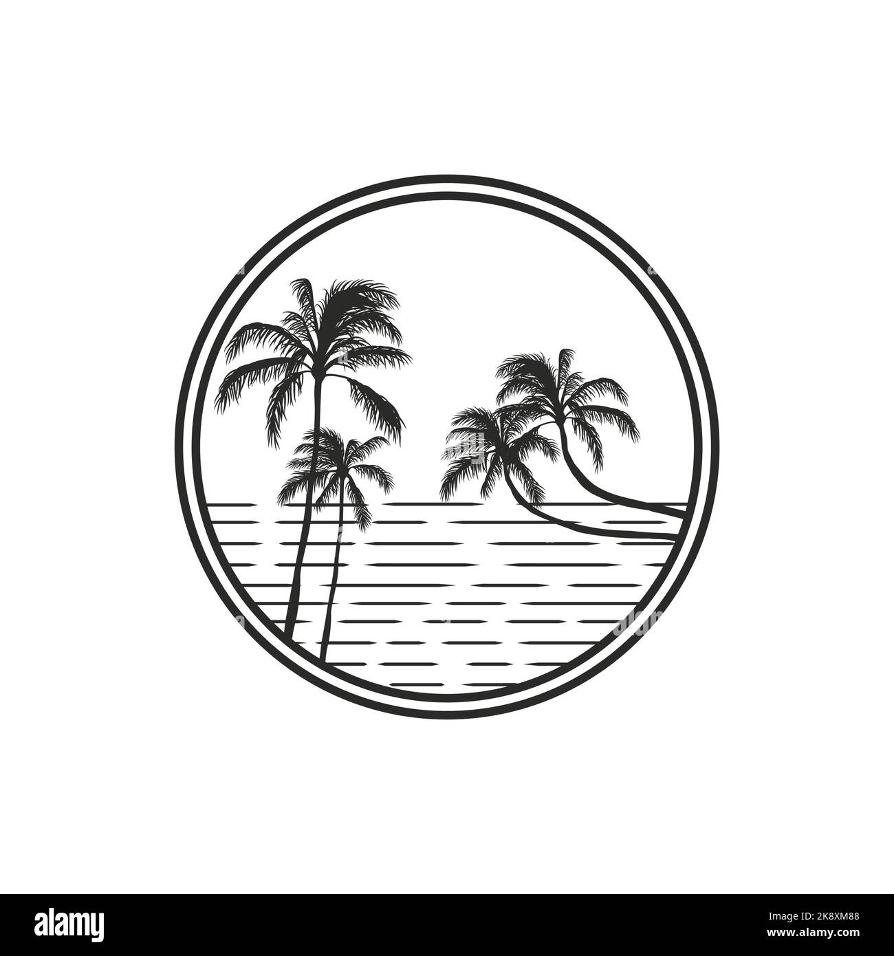 Ocean and beach panoramic landscape. Summer time design artwork ...