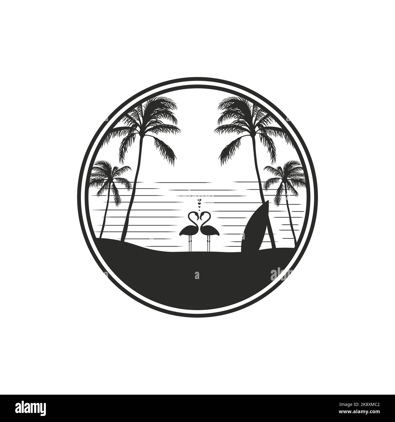 Ocean and beach panoramic landscape. Summer time design artwork ...