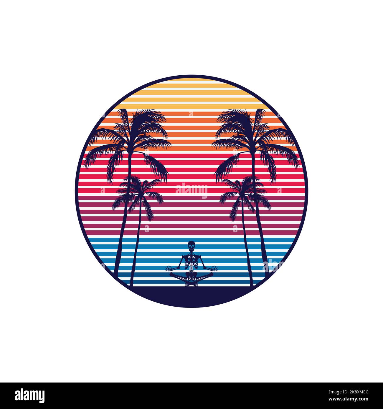 Ocean and beach panoramic landscape. Summer time design artwork ...