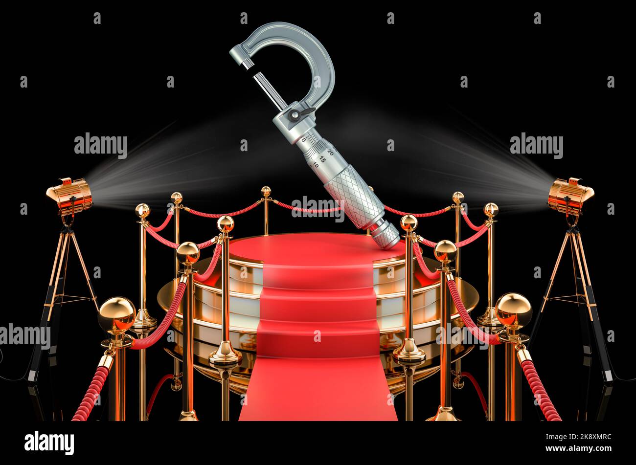 Podium with micrometer, 3D rendering isolated on black background Stock ...