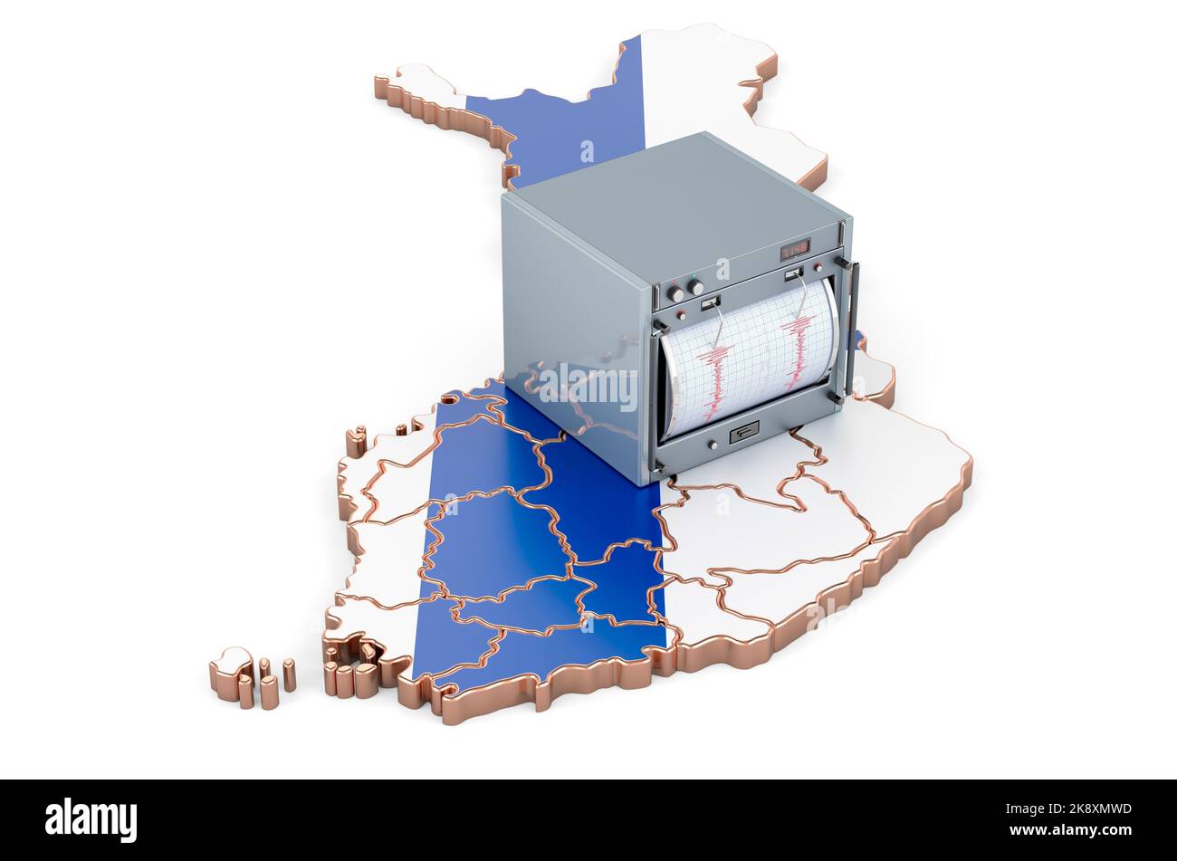 Earthquake in Finland concept, 3D rendering isolated on white ...