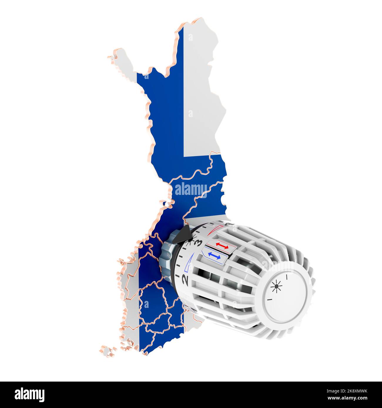Saving heating consumption in Finland, 3D rendering isolated on white ...