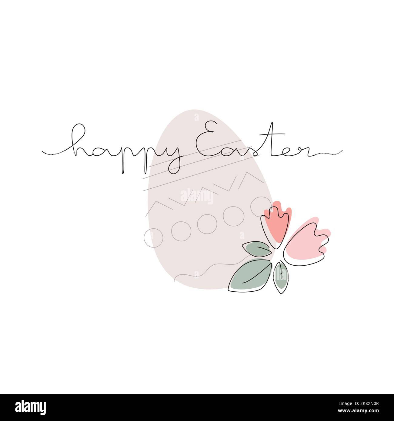 Simple card with boho style egg hand drawn lettering Happy Easter Stock ...