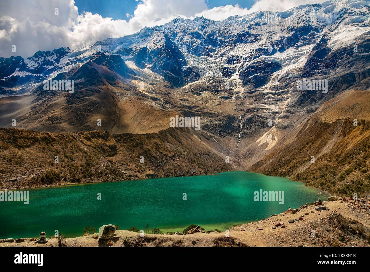 The Laguna Humantay near Cusco in the Peruvian Andes at an altitude of ...