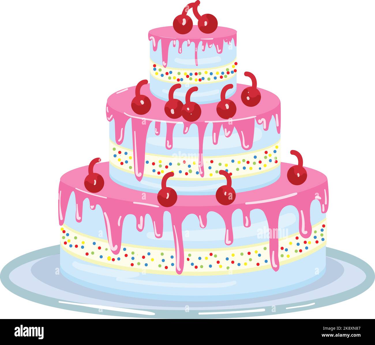 Pink birthday cake icon cartoon vector. Happy candle Stock Vector Image ...
