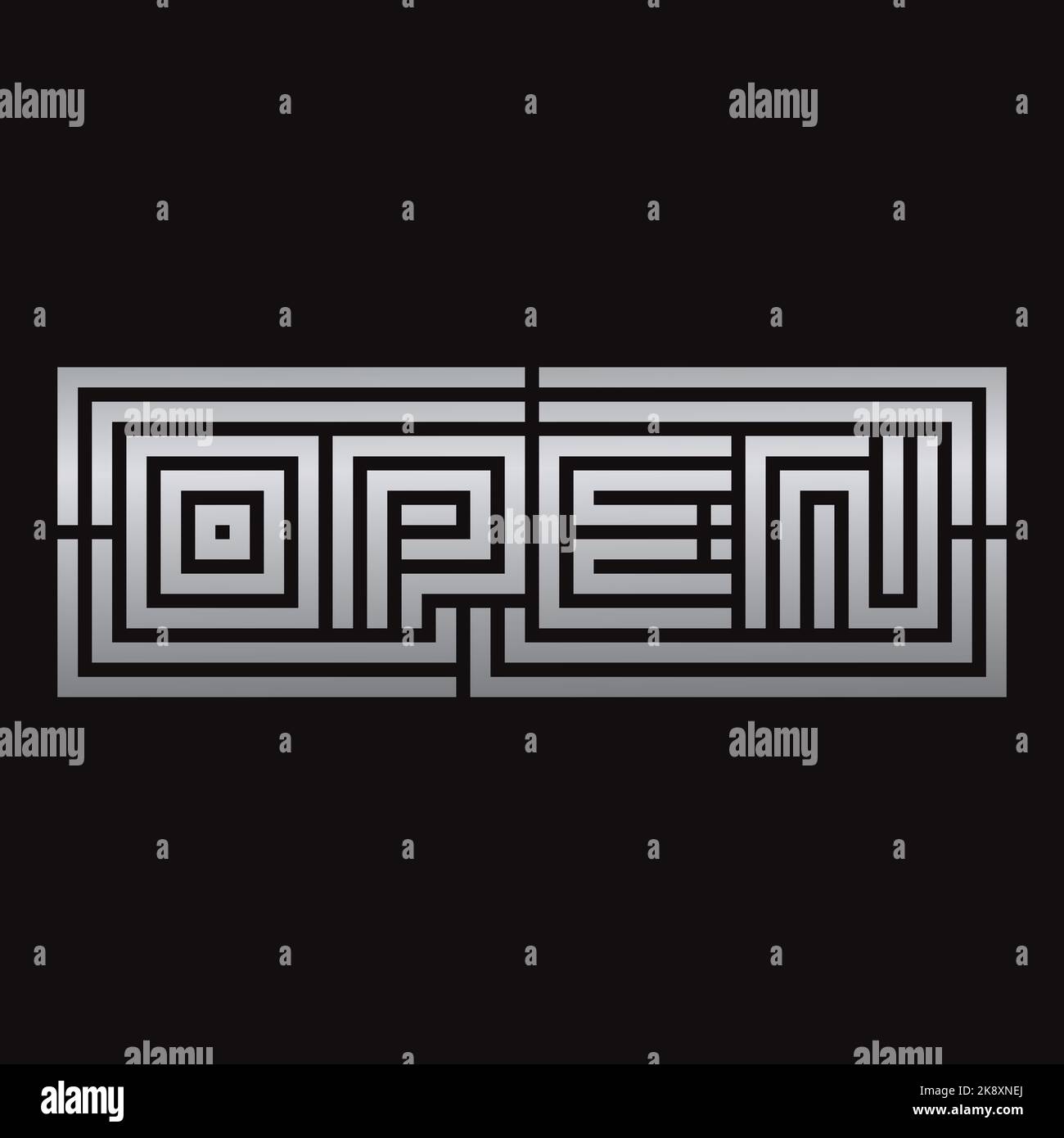 Open Lettering Maze Typography Design Vector Illustration. Editable ...