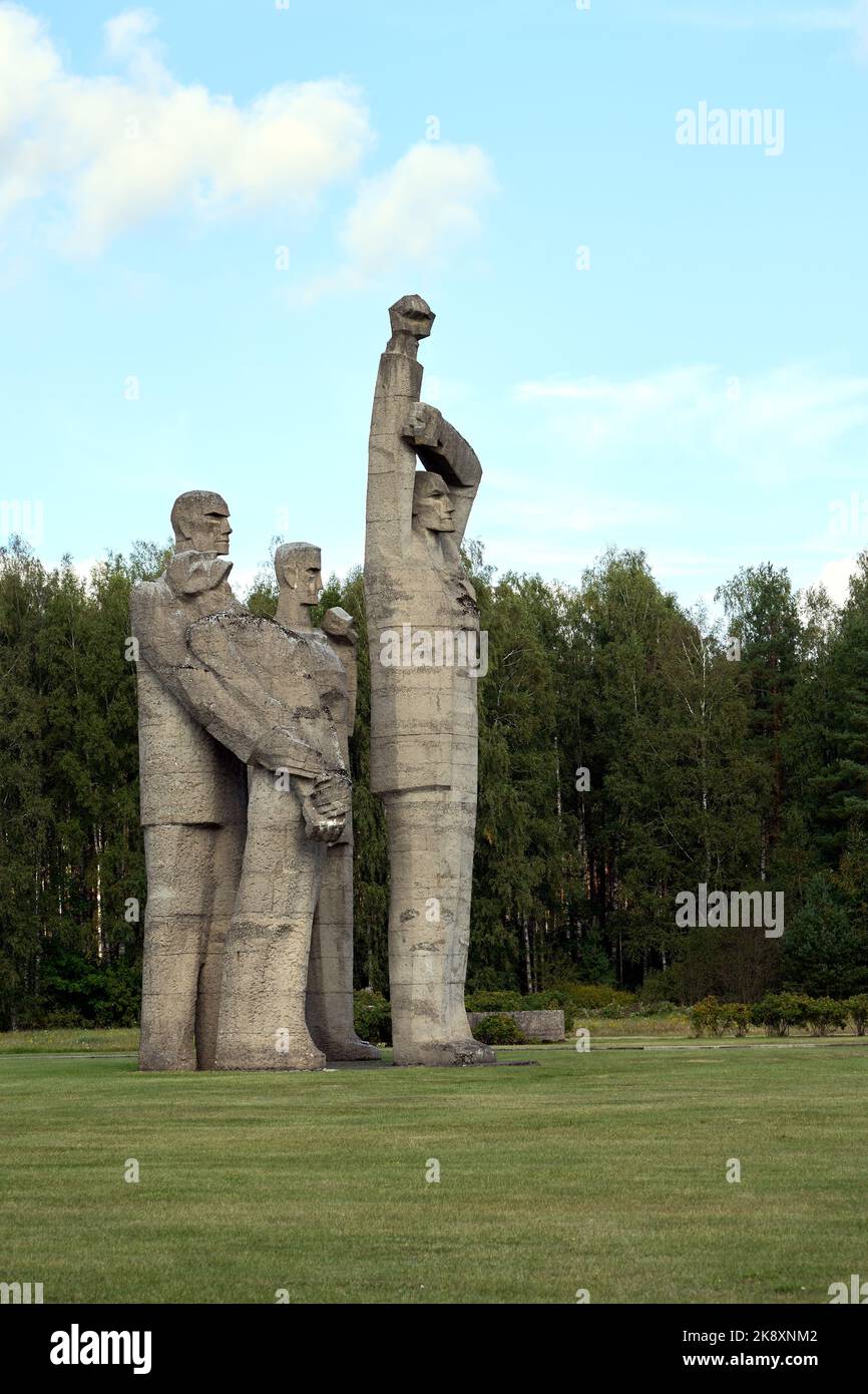 The vertical view of victim people's monuments made of stone before the ...