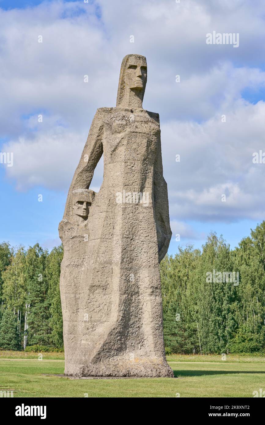 A vertical view of the victim mother and child monument made of stone ...