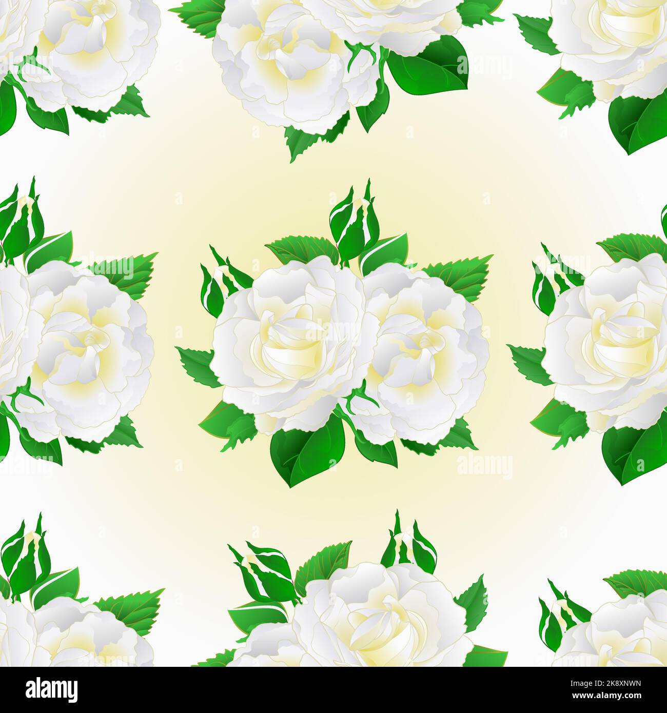 Seamless texture two white roses festive background vintage vector ...