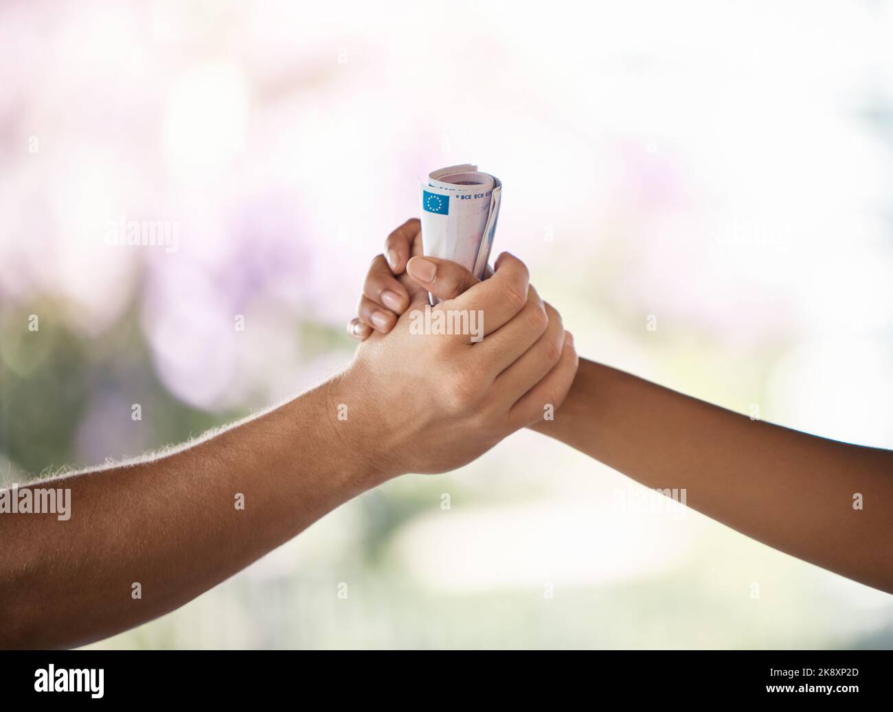 Fraud, bribe and money in business hands for financial agreement ...