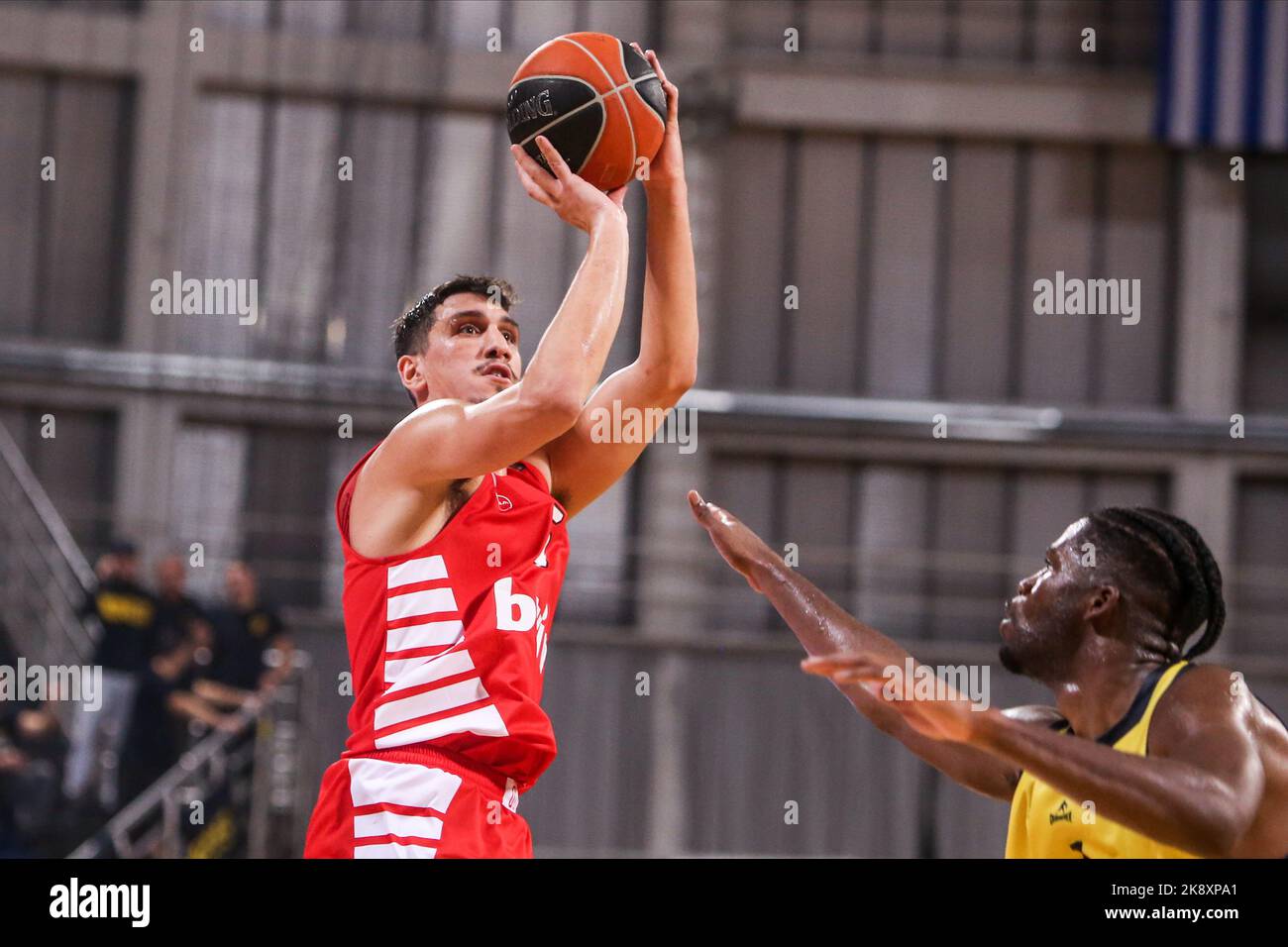 Thessaloniki, Greece. 24th Oct, 2022. Olympiacos BC player Giannoulis ...