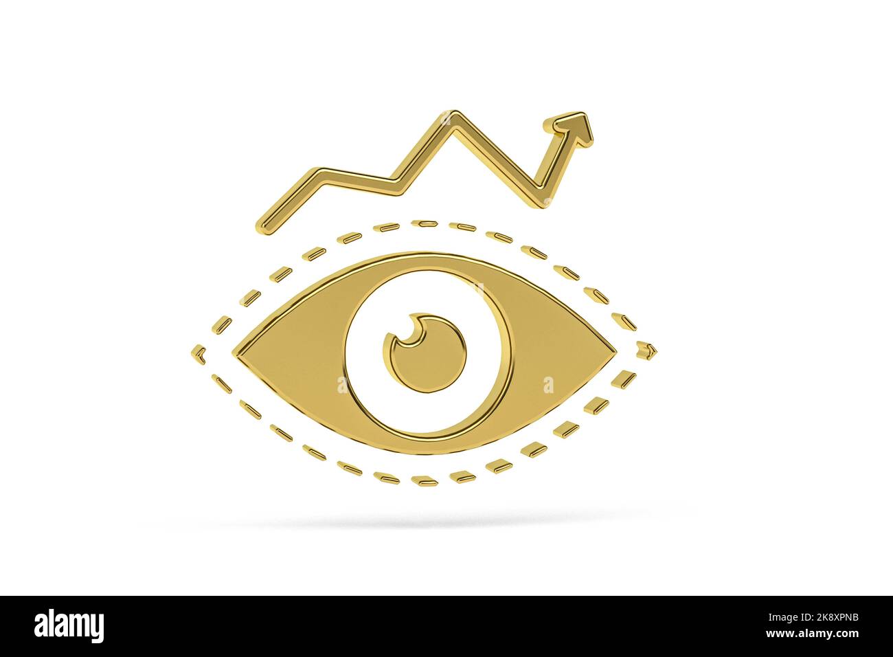 Golden 3d business vision icon isolated on white background - 3d render ...